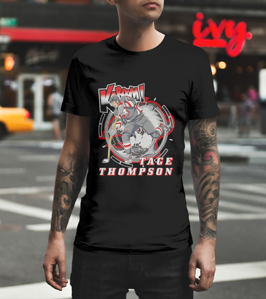 Tage Thompson Kaboom Hockey Comic T-Shirt