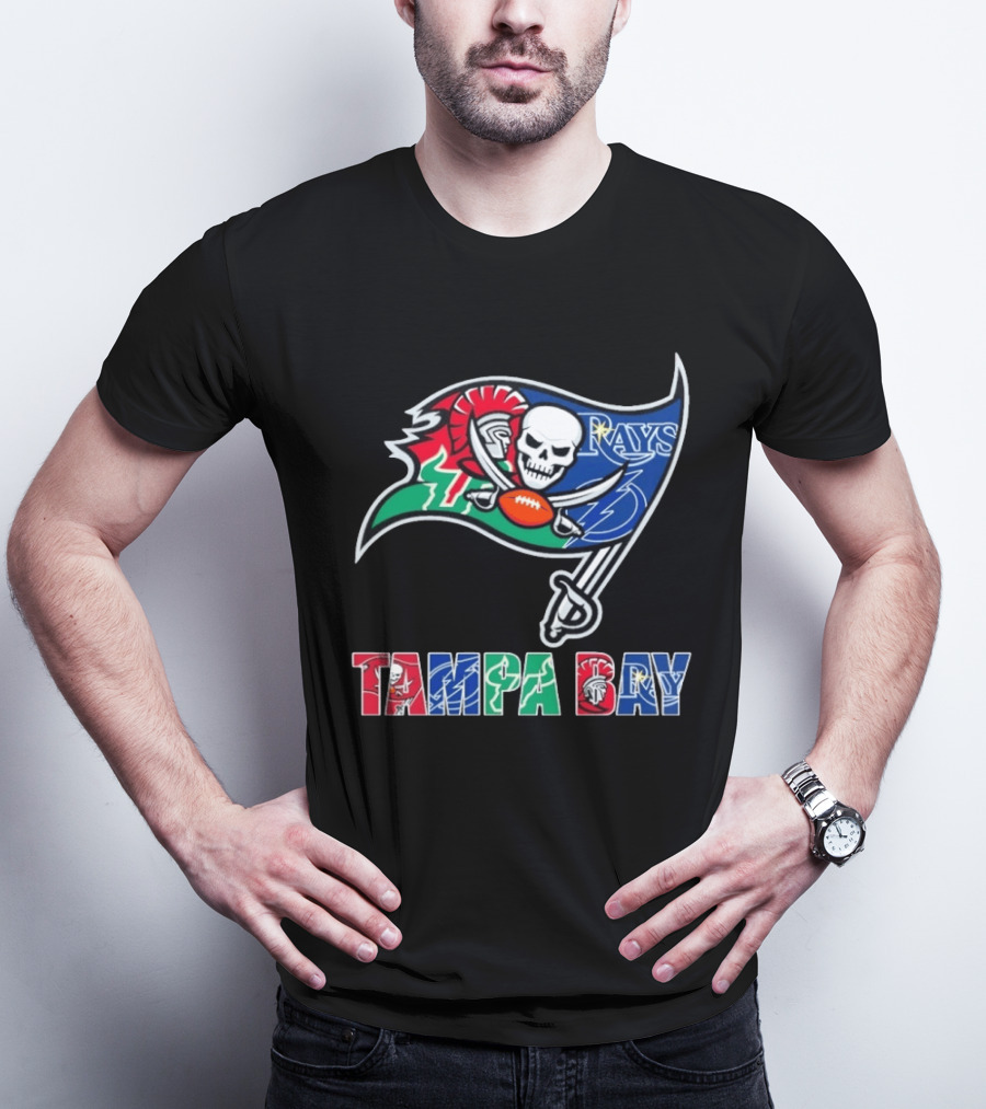 Tampa Bay Buccaneers Rays Lightning Sports Teams Flag T-Shirt