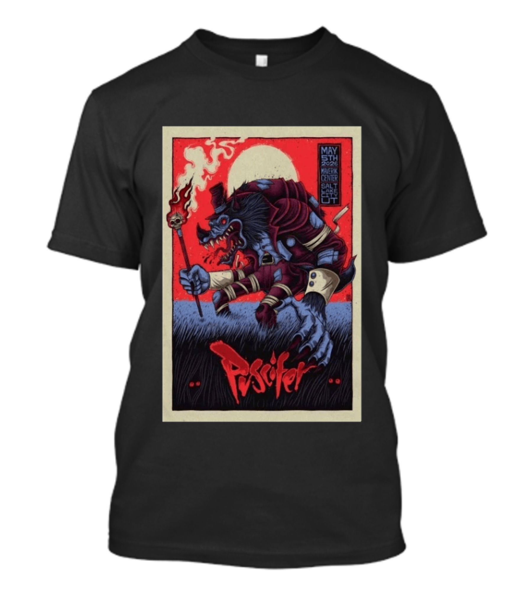 Puscifer May 5th 2026 Maverik Center Werewolf Art Salt Lake City UT T-Shirt