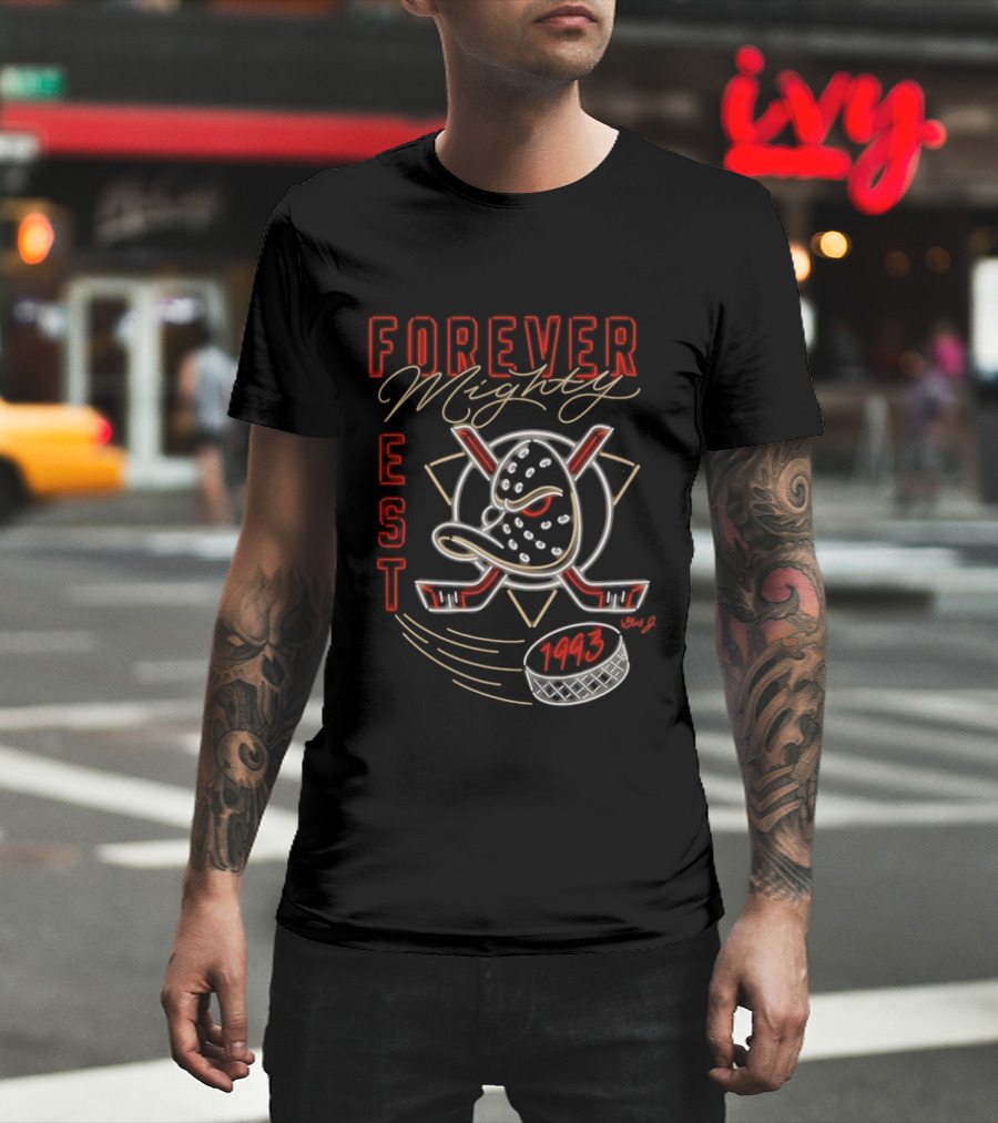 Anaheim Ducks Forever Mighty EST 1993 National Hockey League T-Shirt