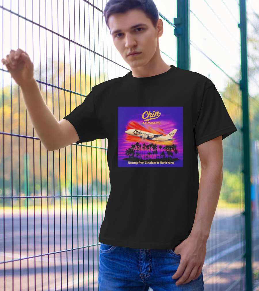 Chin Airways Nonstop Flight From Cleveland To North Korea Exotic Travel Adventure T-Shirt