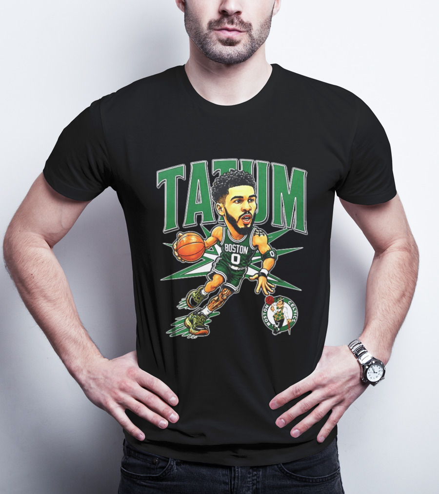 Jayson Tatum Boston Celtics NBA 2026 Big Head Cartoon Style Basketball Player T-Shirt