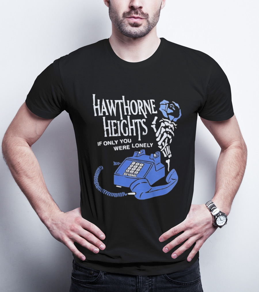 Hawthorne Heights If Only You Were Lonely 20 Years Skeleton With Blue Telephone T-Shirt