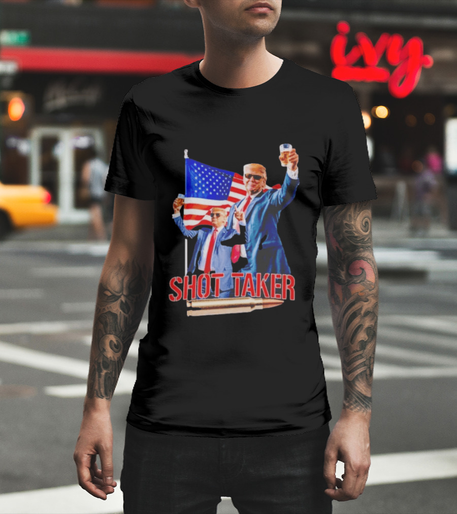 Shot Taker USA President American Flag Beer T-Shirt