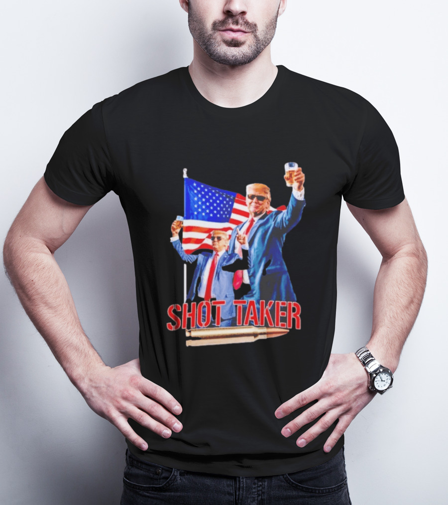 Shot Taker USA President American Flag Beer T-Shirt