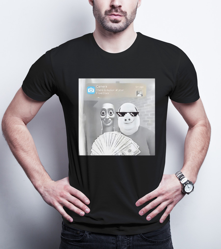 Tung Tung Sahur John Pork Meme With Motion Alert And Money Stack T-Shirt