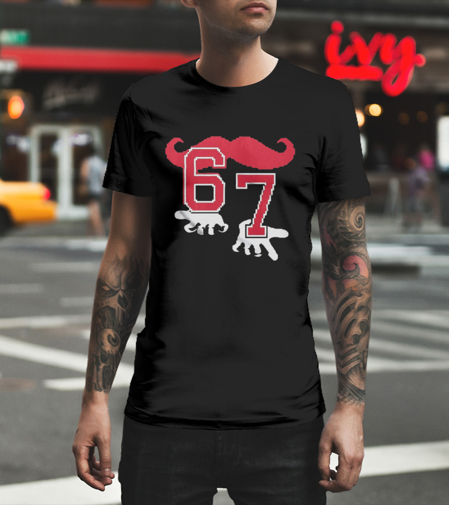 Cincinnati Reds Baseball 67 Red Mustache T-Shirt