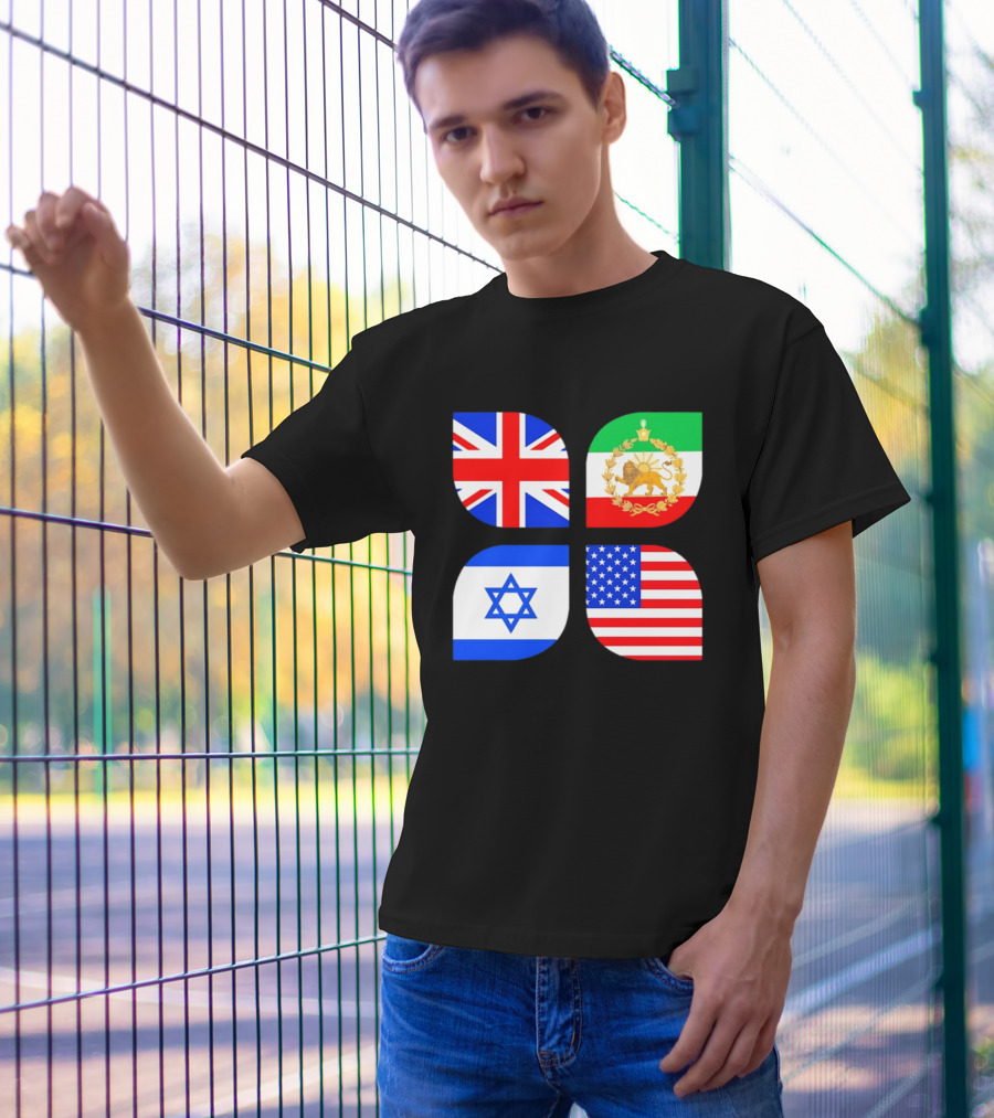 Union Jack British Flag Iranian Lion Israel Star USA Stars And Stripes Flags T-Shirt