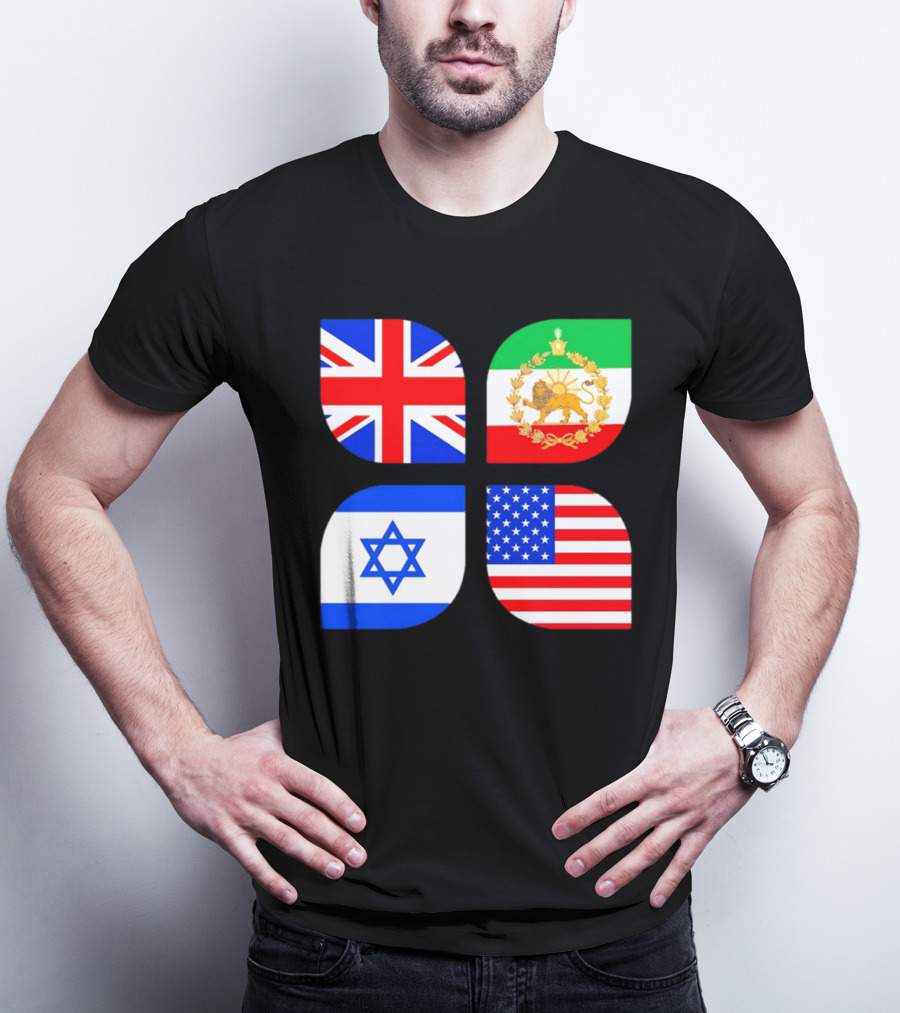 Union Jack British Flag Iranian Lion Israel Star USA Stars And Stripes Flags T-Shirt