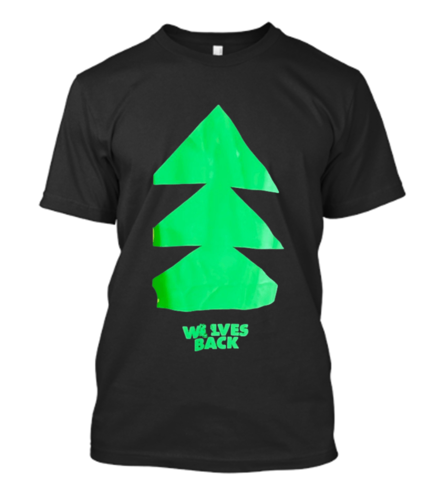 Wolves Back Tree Green Triangular Shapes T-Shirt
