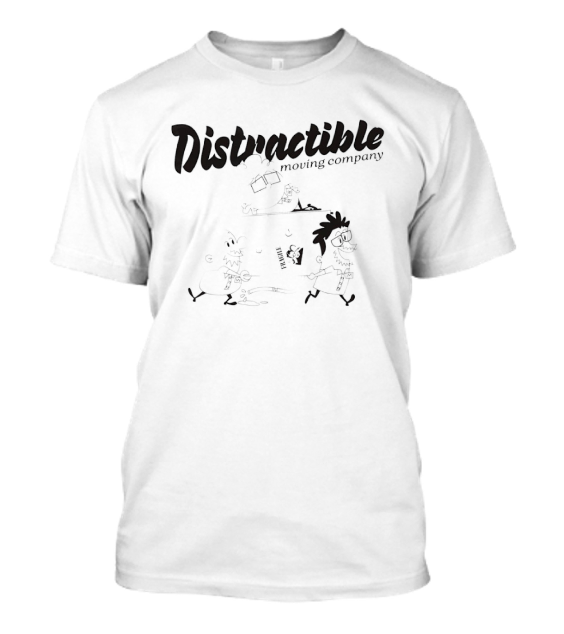 Distractible Moving Company Cartoon Characters Lifting Furniture T-Shirt
