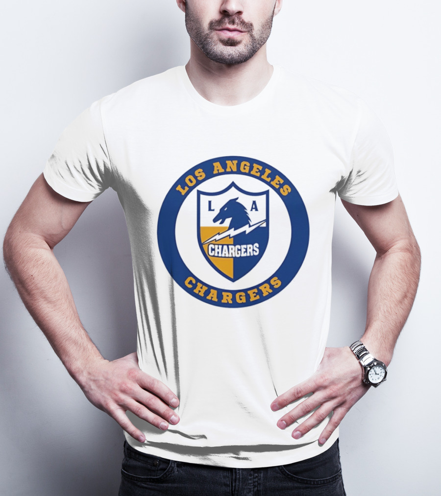 Los Angeles Chargers L.A. Horse Shield Blue And Gold T-Shirt
