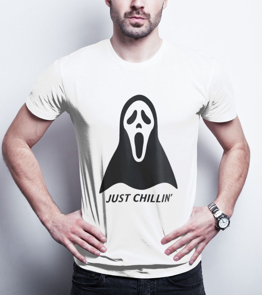 Ghostface Just Chillin Halloween Horror Mask T-Shirt