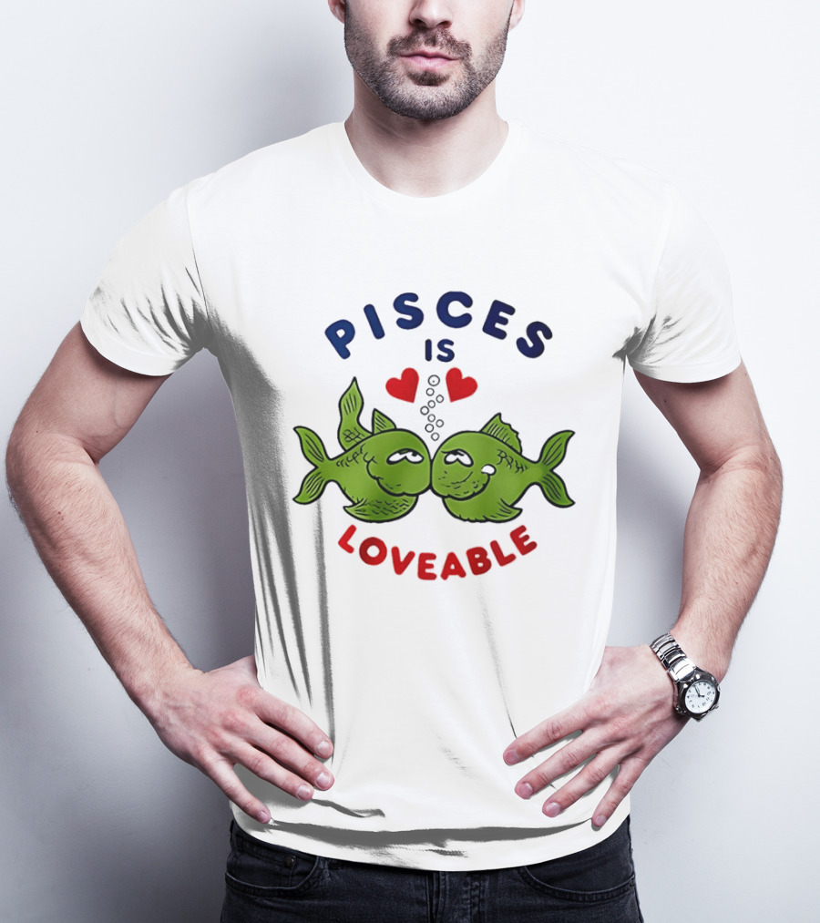 Pisces Is Loveable Kissing Fish With Hearts T-Shirt