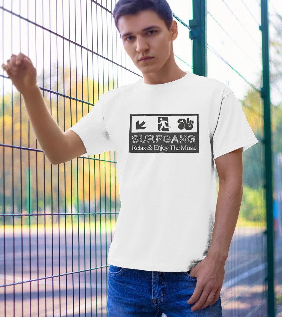 Surf Gang Relax And Enjoy The Music Icon Wave Peace Arrow T-Shirt