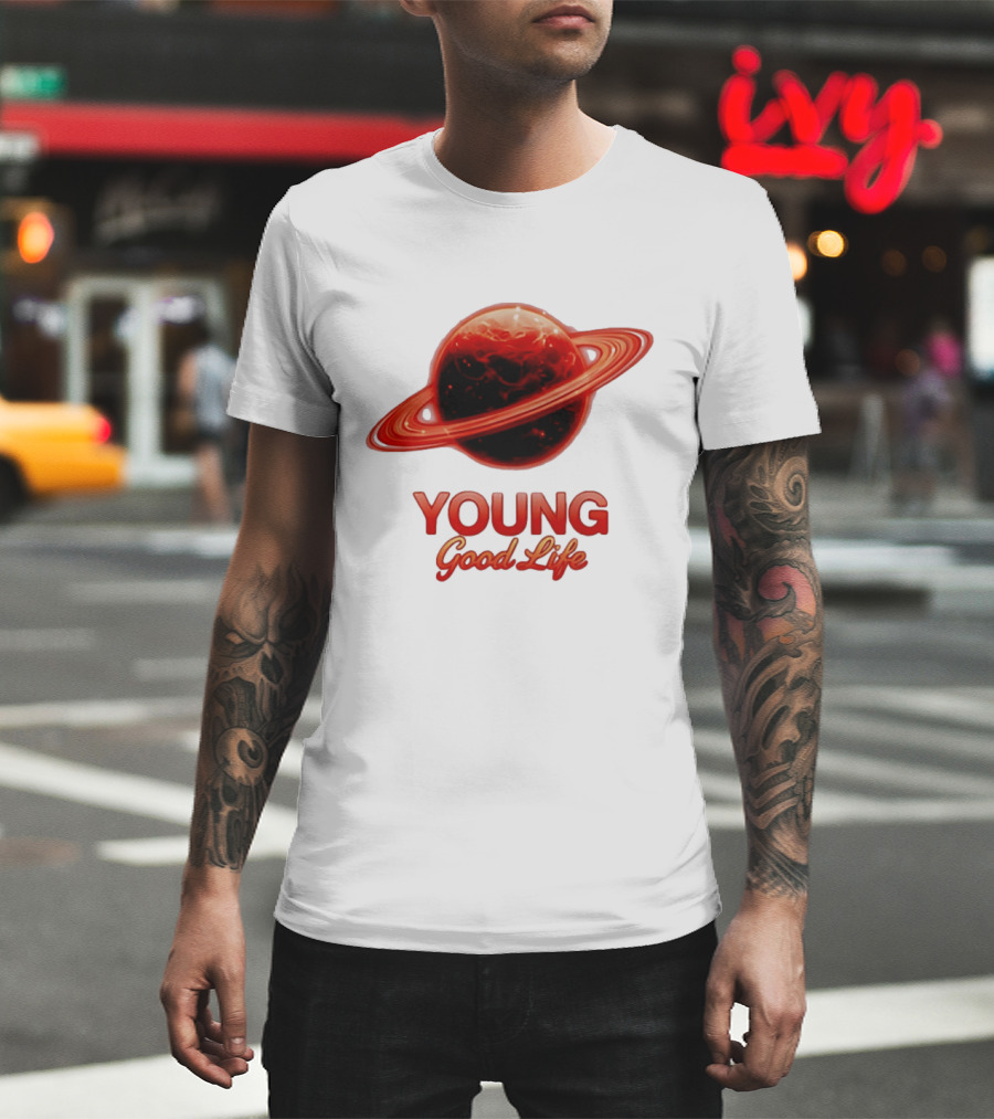 Young Good Life Red Planet Rings T-Shirt