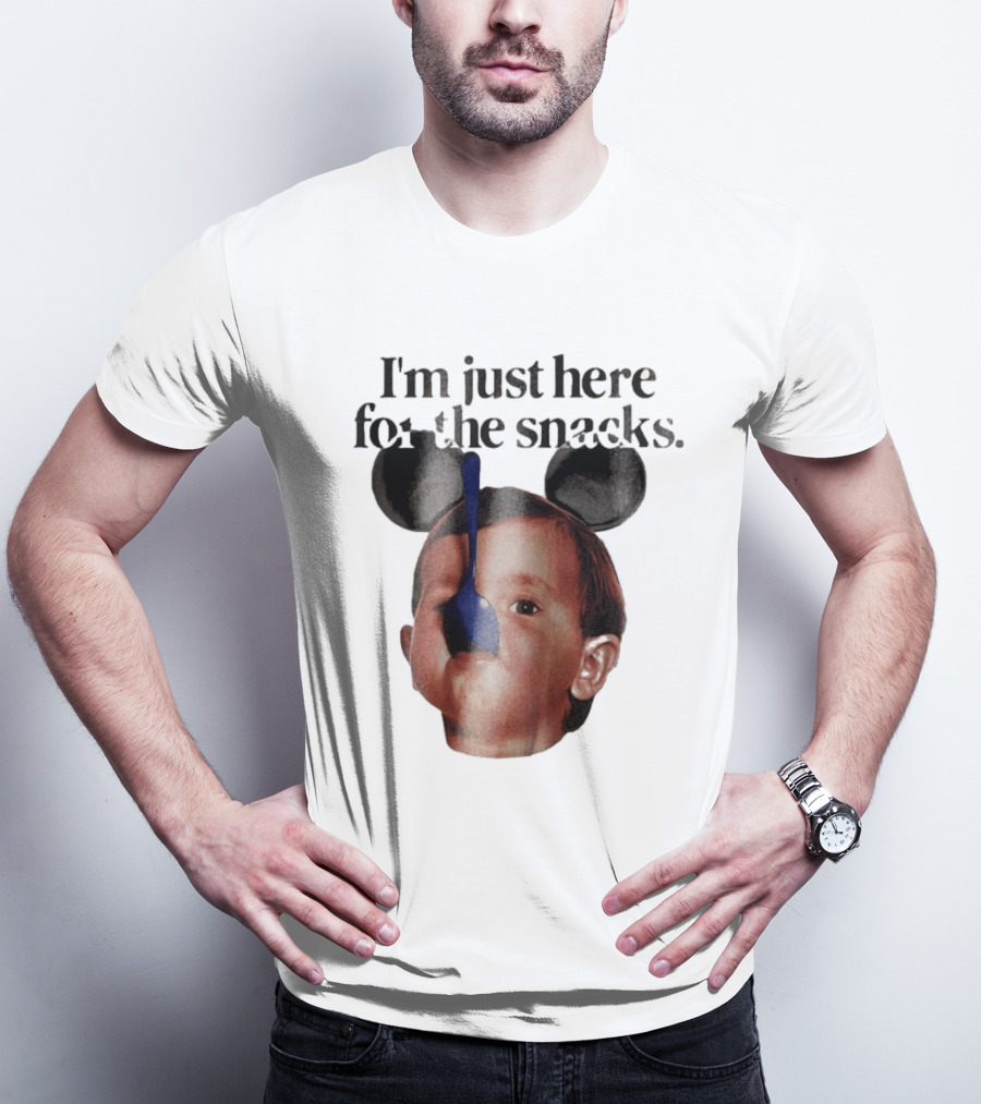 I'm Just Here For The Snacks Mickey Shaped Ears Spoon Face T-Shirt