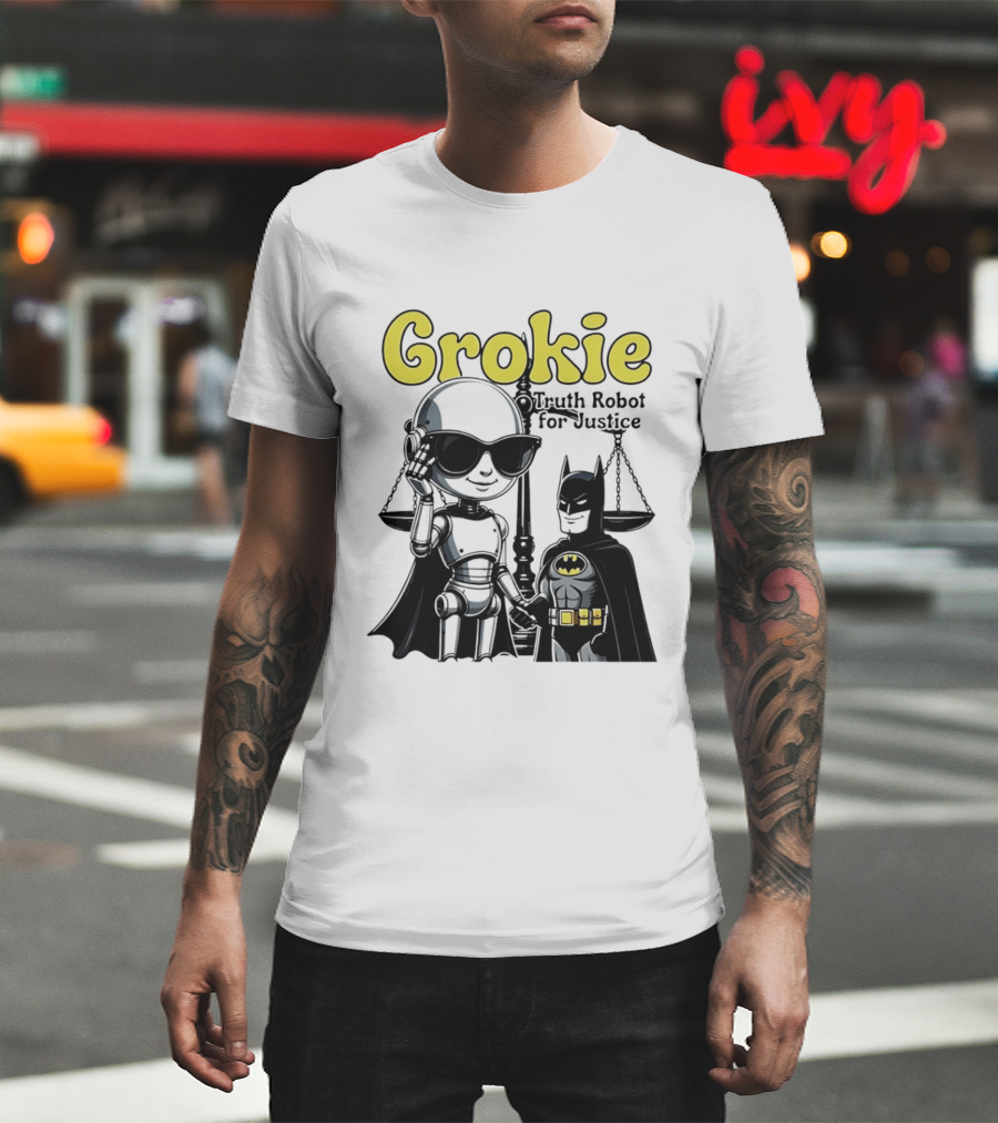 Grokie Batman Truth Robot For Justice Scales T-Shirt