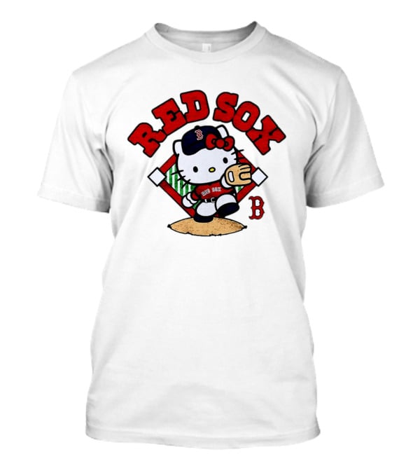 Hello Kitty Boston Red Sox Baseball 2026 MLB Throwback Red Sox And B Cap T-Shirt