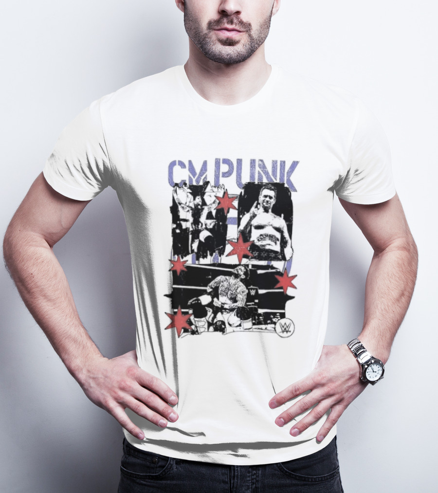 CM Punk WWE Chicago Stars Collage Wrestler Fan Favorite T-Shirt