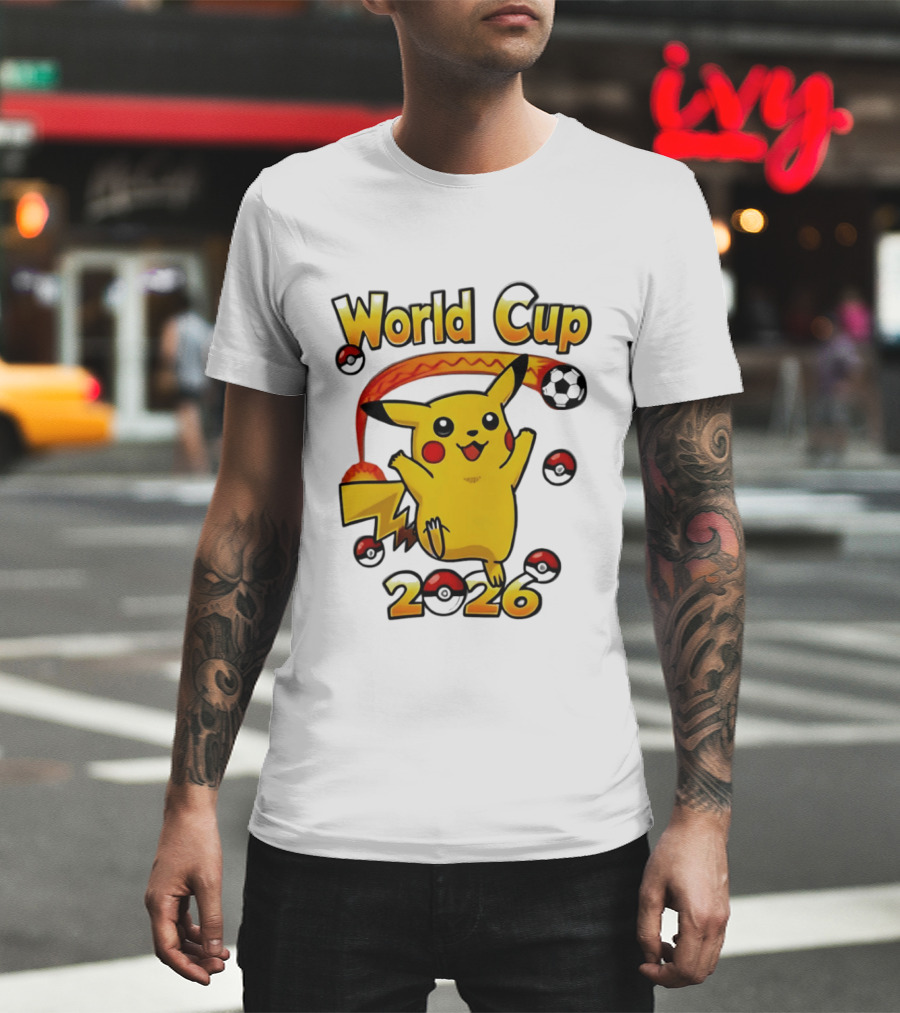World Cup 2026 Pokémon Pikachu Soccer Poké Balls T-Shirt