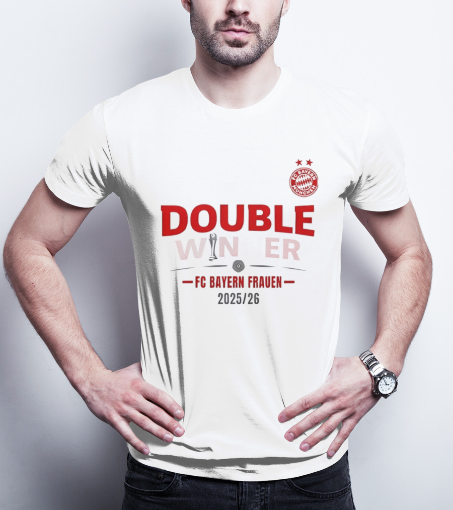 Double Winner FC Bayern Frauen 2025 2026 Championship Victory T-Shirt