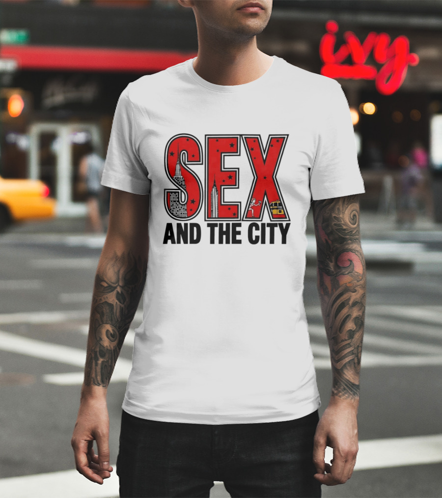 Sex And The City New York Skyline Taxi Skyscrapers Stars T-Shirt