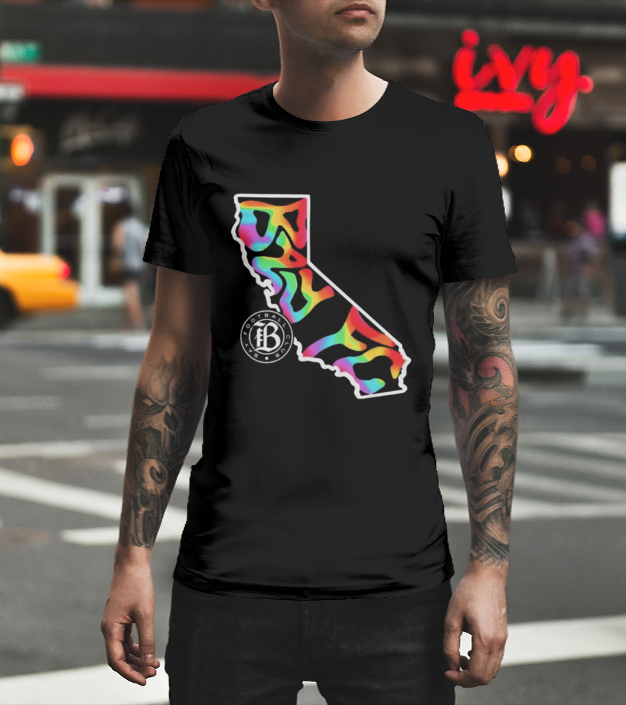 Bay FC Groovy Pride California Football Club Rainbow T-Shirt
