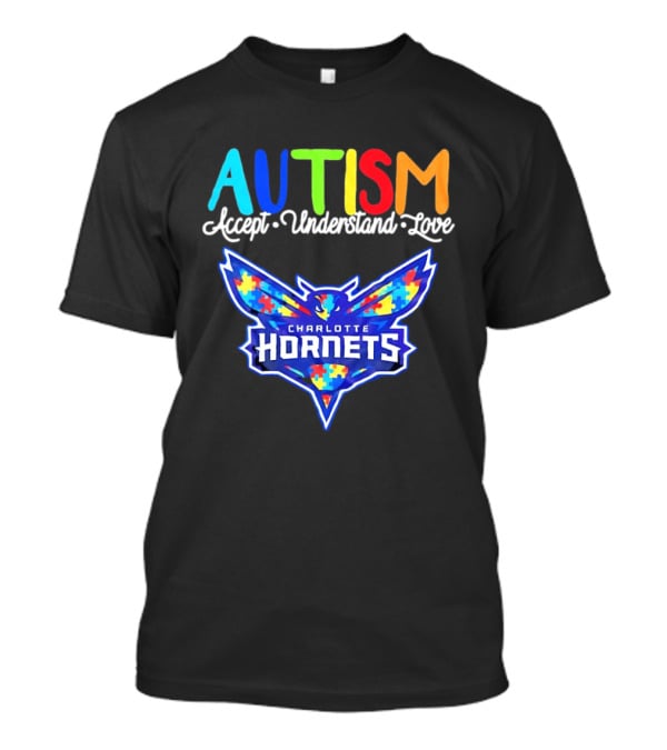 Charlotte Hornets Autism Accept Understand Love Awareness Support Puzzle Wings T-Shirt