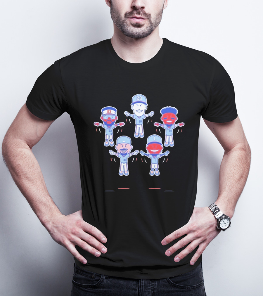 Keep Flying 2 Cartoon Baseball Players With Numbers 23, 28, 13, 30, 1 T-Shirt