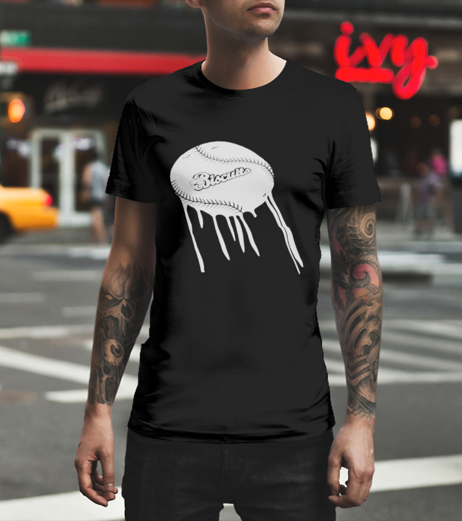 Montgomery Biscuits Baseball Dripping Melted Effect T-Shirt