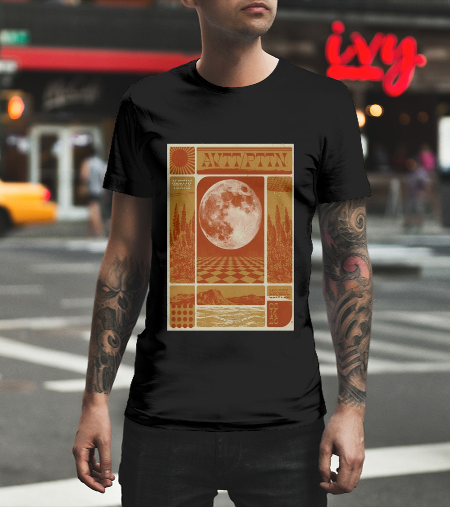 The Avett Brothers AWT PTTN Moon Checkered Austin Texas Moody Center May 14 2026 T-Shirt