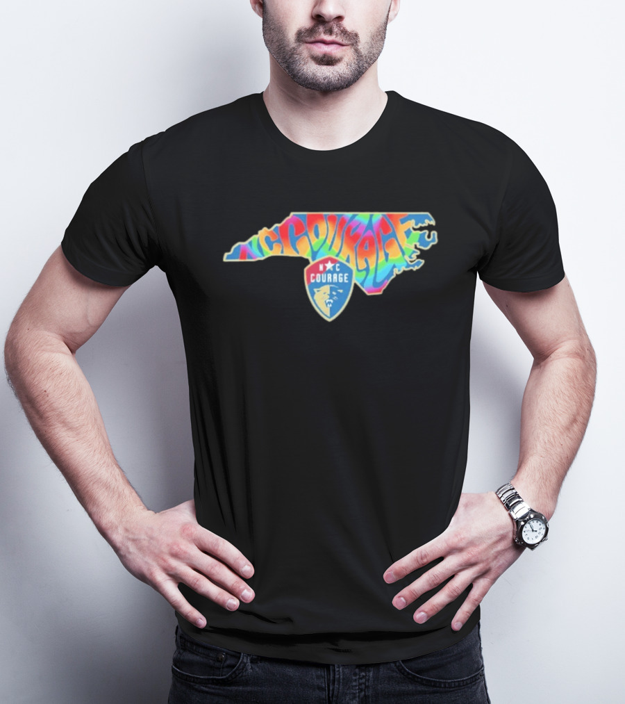 North Carolina Courage Pride State Rainbow Map T-Shirt