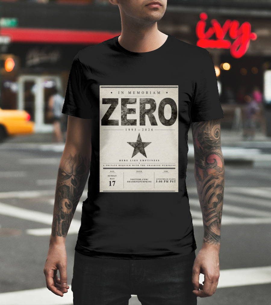 In Memoriam Zero 1995 2026 A Private Requiem With The Smashing Pumpkins May 17 Livestream 5:00 PM PST T-Shirt