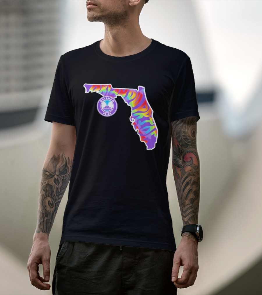 Orlando Pride Groovy Rainbow Florida Map T-Shirt