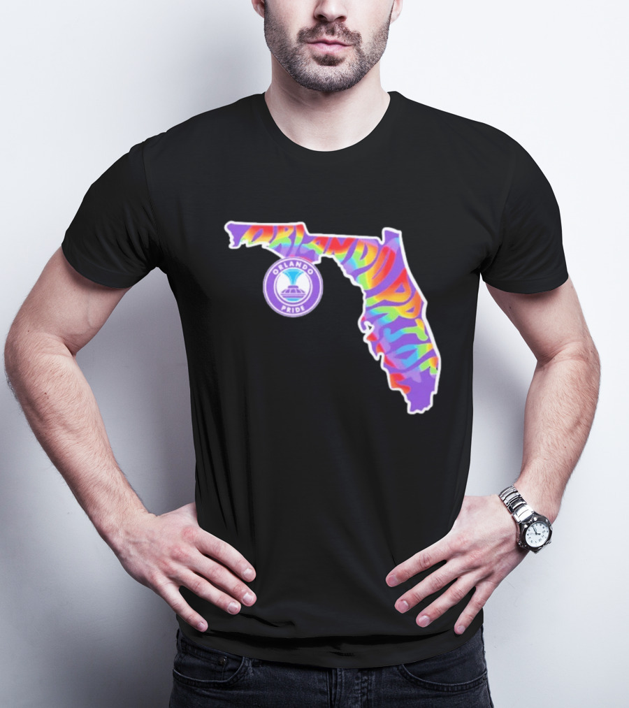 Orlando Pride Groovy Rainbow Florida Map T-Shirt