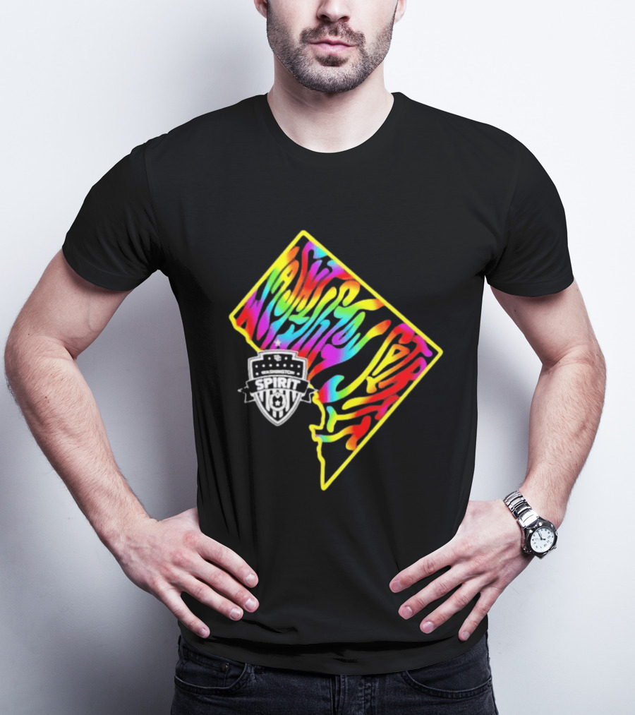 Washington Spirit Groovy Pride Rainbow State Map T-Shirt