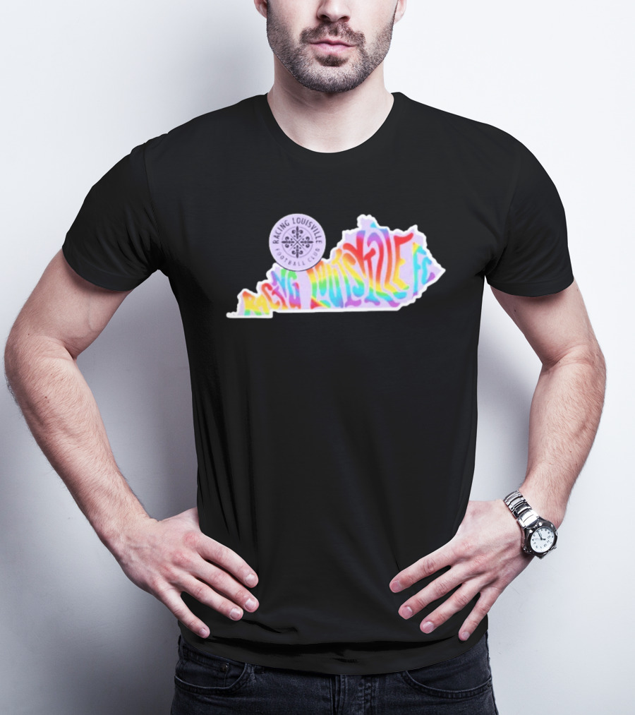 Racing Louisville FC Pride Kentucky State Map Groovy T-Shirt