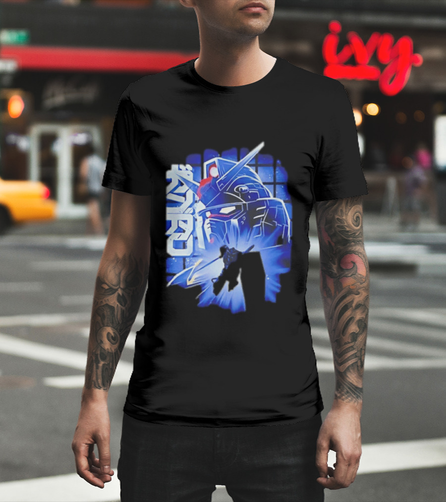 RX 78 2 Mobile Suit Gundam Fighter Neon Blue T-Shirt
