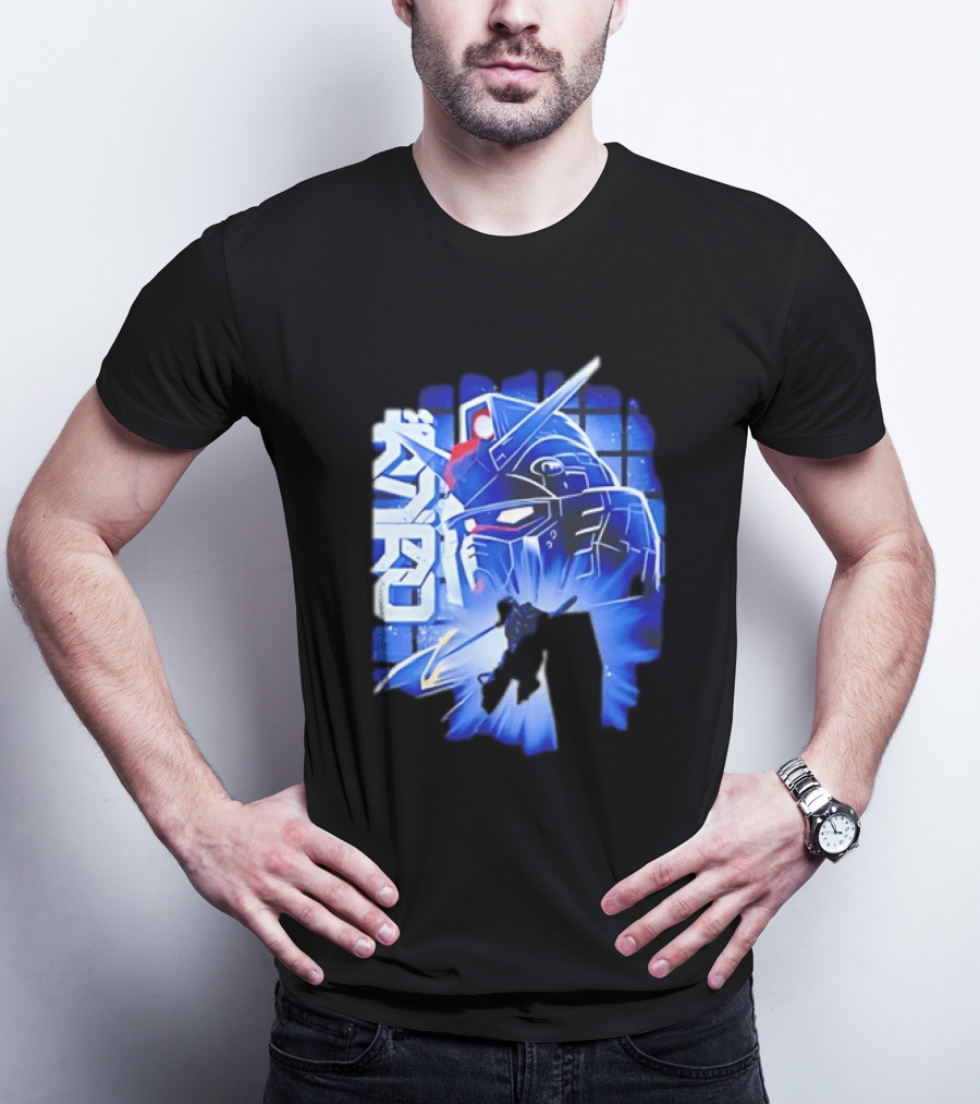 RX 78 2 Mobile Suit Gundam Fighter Neon Blue T-Shirt