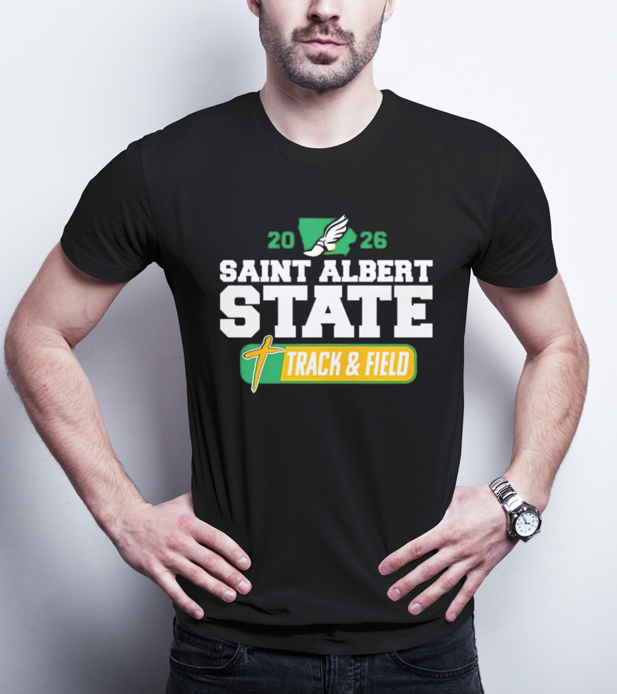 Saint Albert State 2026 Track & Field Winged Shoe T-Shirt