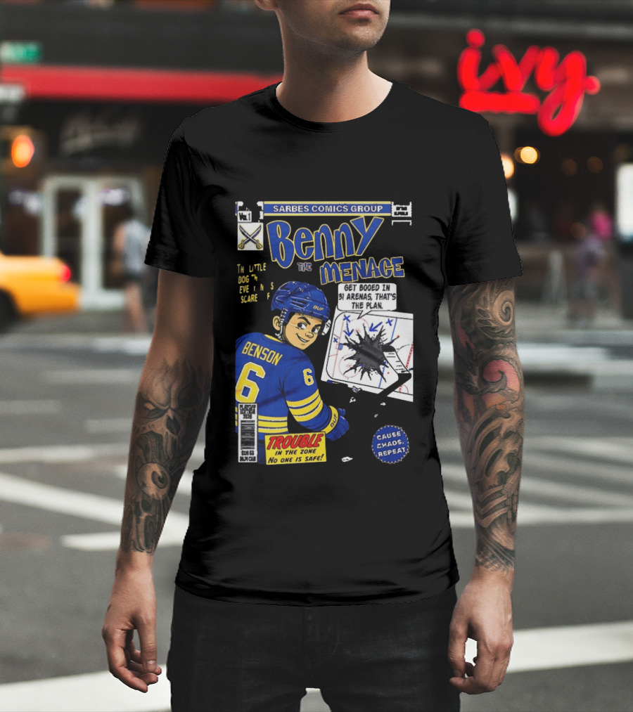 Sarbes Comics Benny The Menace Zach Benson Trouble Buffalo Sabres Hockey T-Shirt