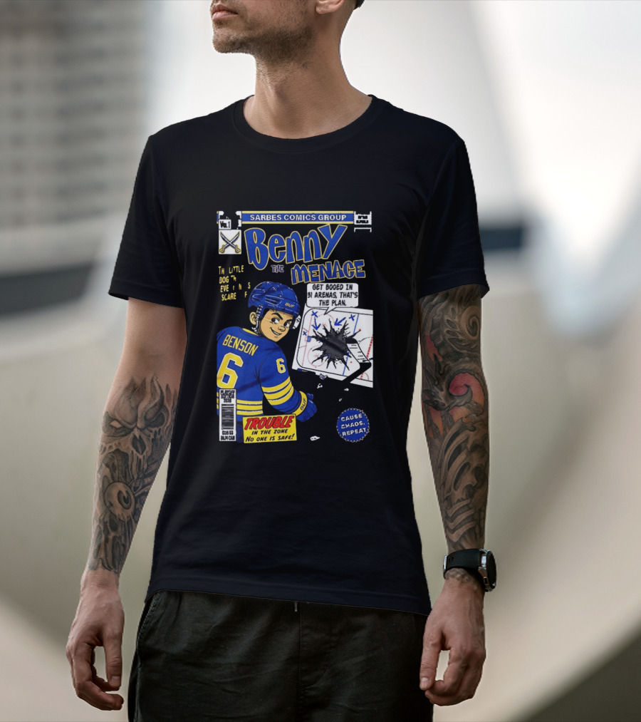 Sarbes Comics Benny The Menace Zach Benson Trouble Buffalo Sabres Hockey T-Shirt