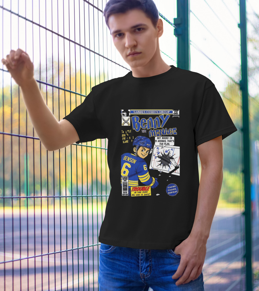 Sarbes Comics Benny The Menace Zach Benson Trouble Buffalo Sabres Hockey T-Shirt