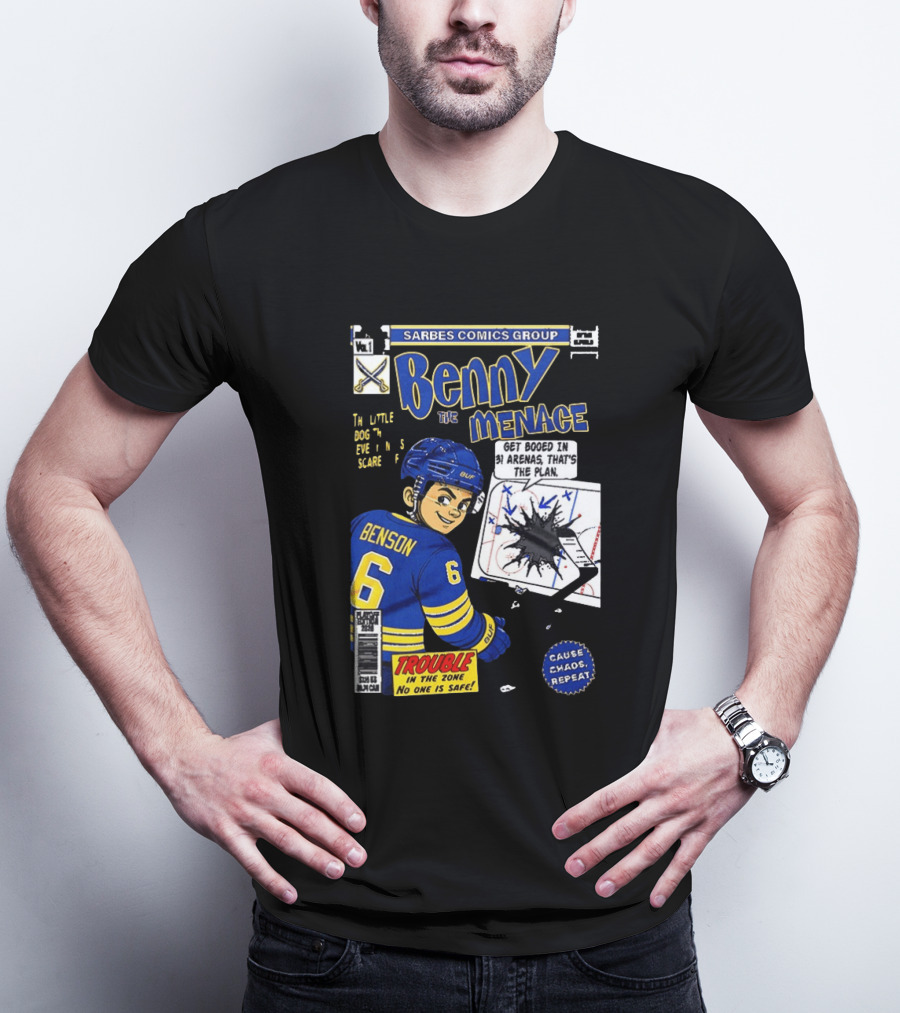 Sarbes Comics Benny The Menace Zach Benson Trouble Buffalo Sabres Hockey T-Shirt