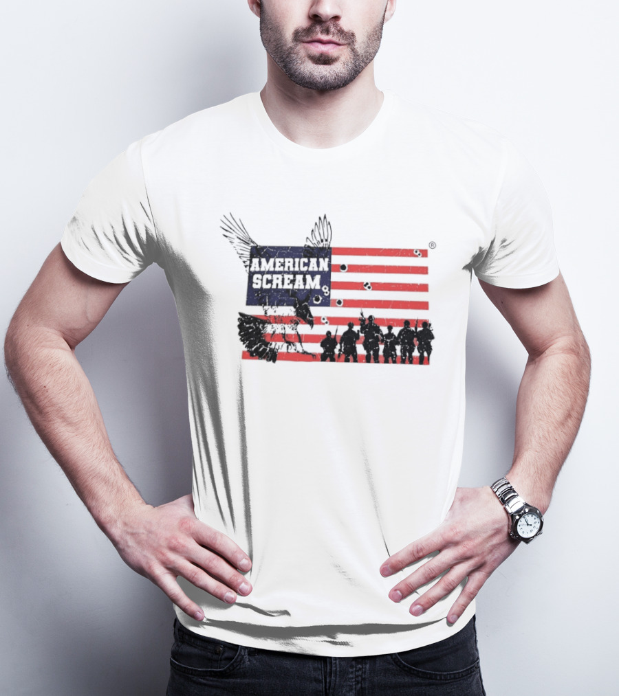 American Scream Soldiers USA Flag Eagle T-Shirt