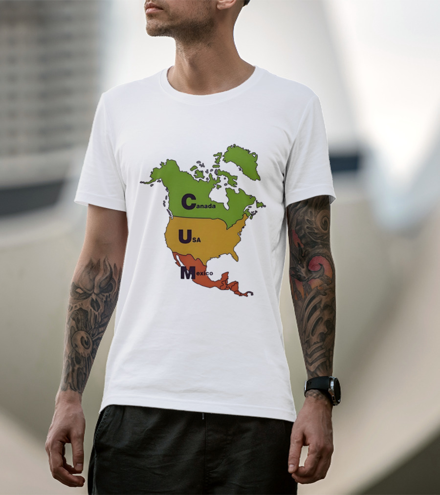 Canada USA Mexico Map CUM Bold Letters T-Shirt