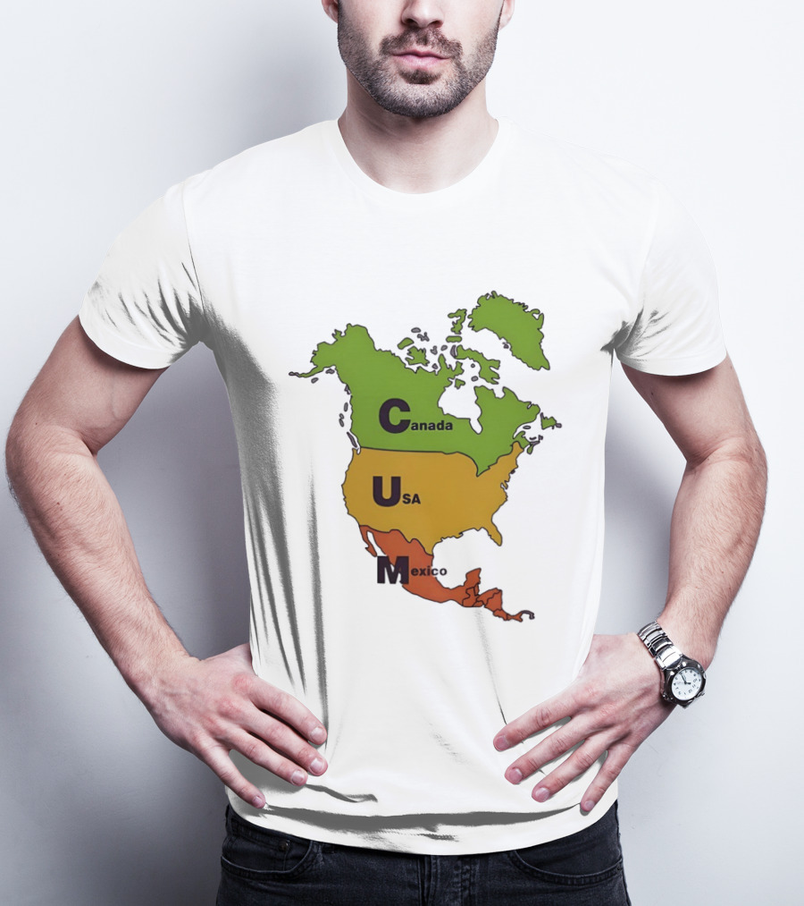 Canada USA Mexico Map CUM Bold Letters T-Shirt