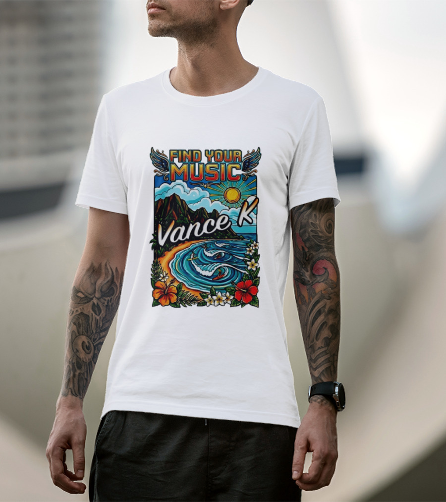 Find Your Music Vance K Tropical Surfing Paradise T-Shirt