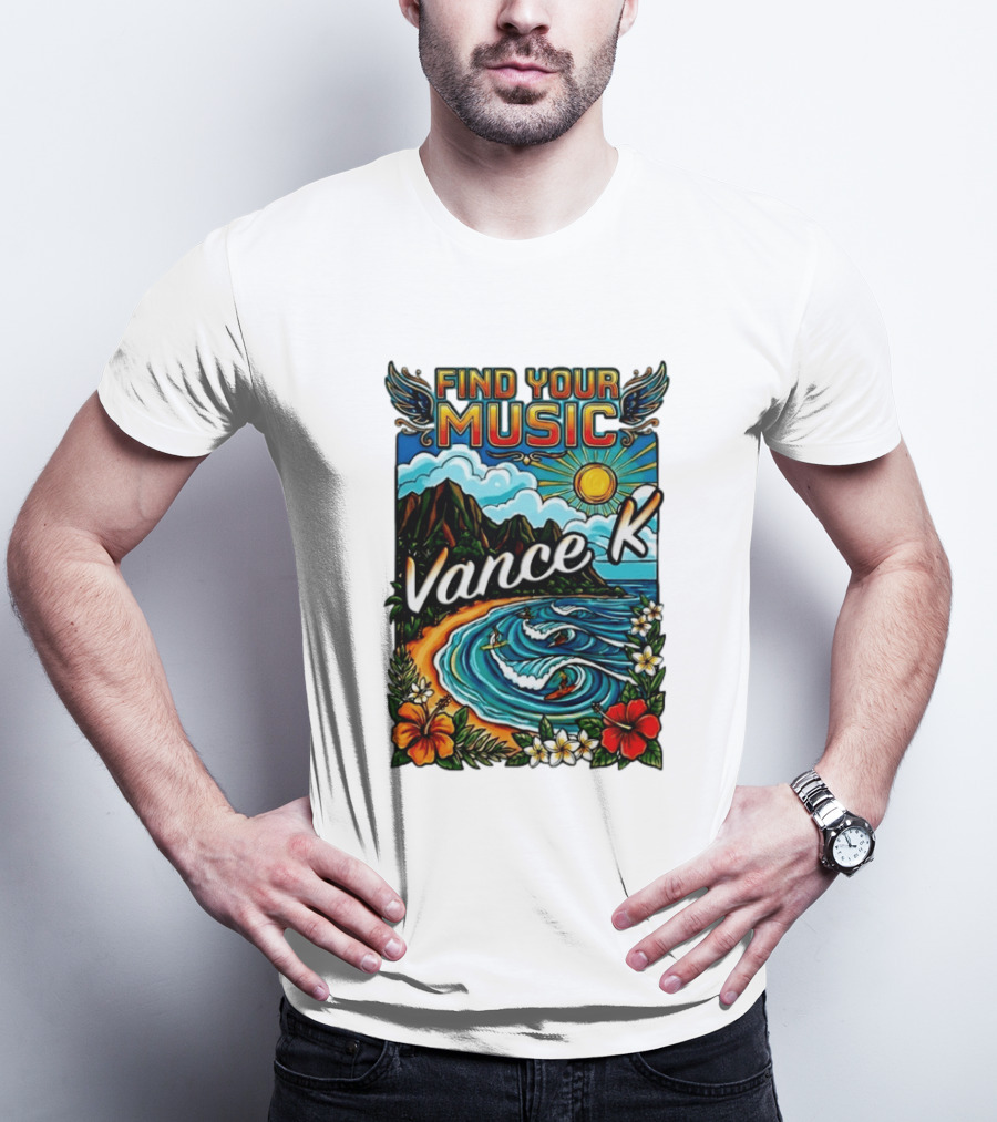 Find Your Music Vance K Tropical Surfing Paradise T-Shirt